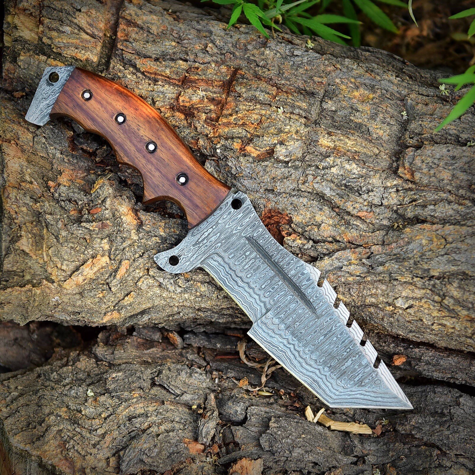 Handmade Damascus Steel Military hunting tracker fixed blade survival ...