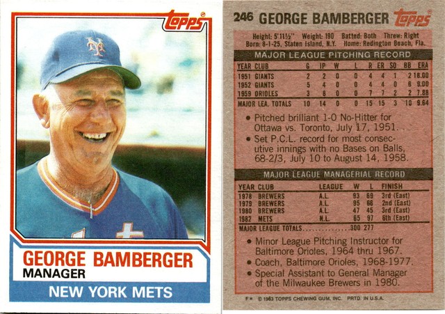 1983 Topps - #246 George Bamberger for sale online | eBay