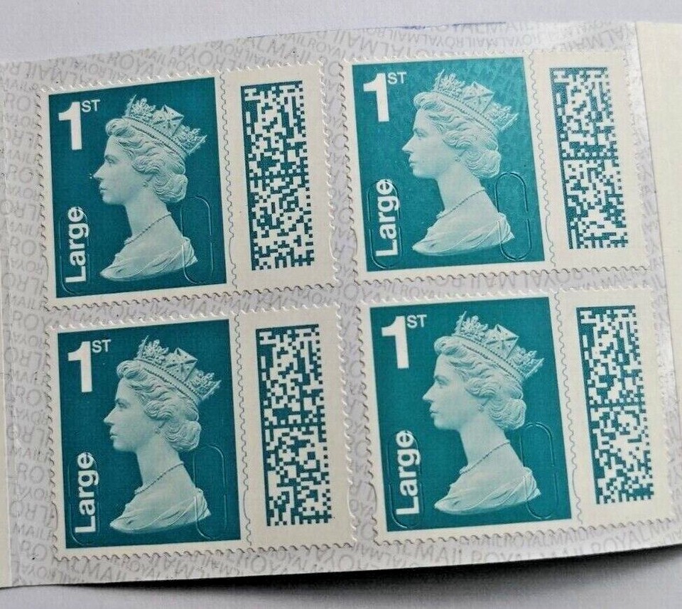 Royal Mail 1st Class/Large Stamps Book of 4x 8x Genuine Self-Adhesive ...