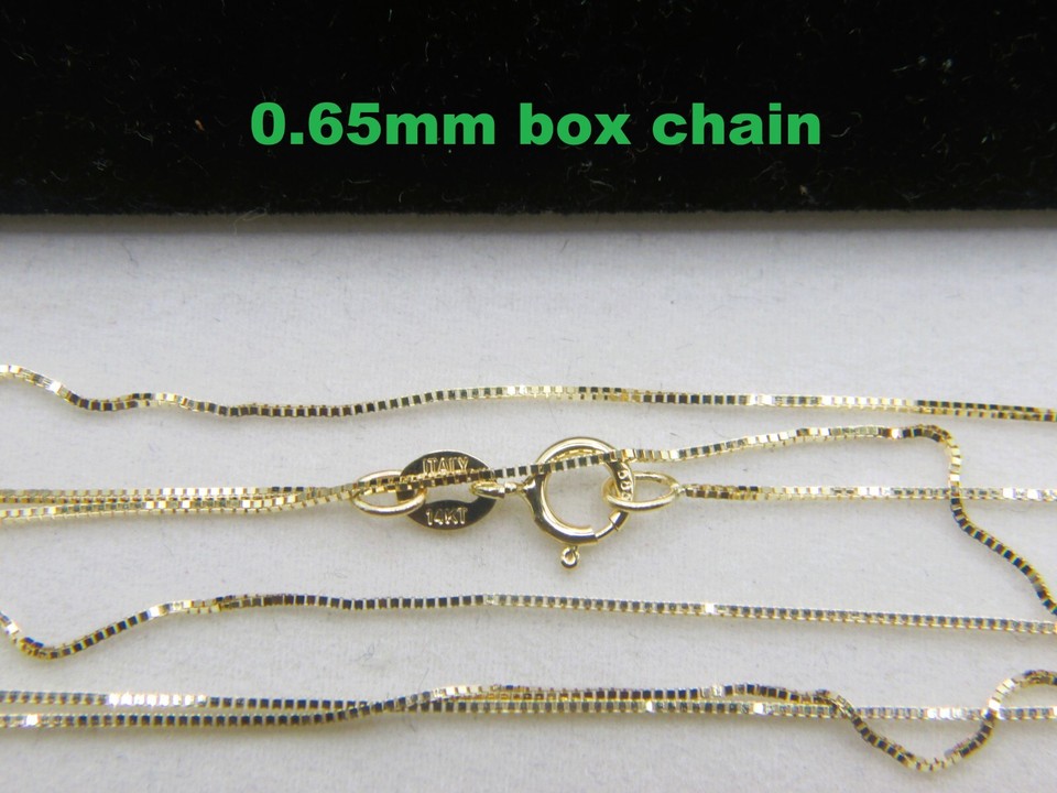 Solid 14k gold Chain Necklace Box chain Rope chain Curb chain 14kt gold ...