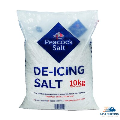 10KG White Rock Salt De Icing Gritting Snow Ice Driveway Path Steps ...