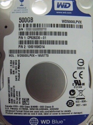 Western Digital WD5000LPVX - 60V0TT0 500Gb 2.5" Laptop SATA Hard Drive ...
