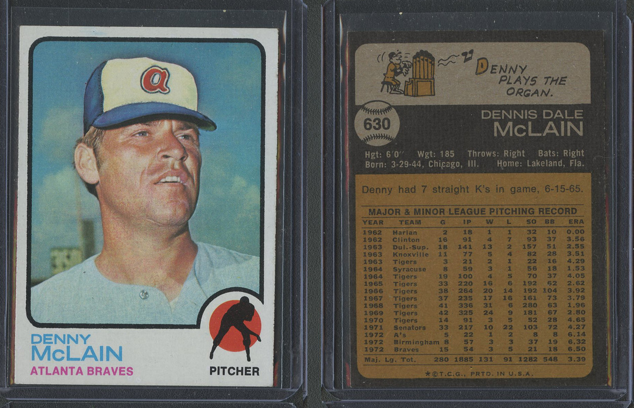 1973 Topps - #630 Denny McLain- Baseball Trading Card - Mint PERFECT ...