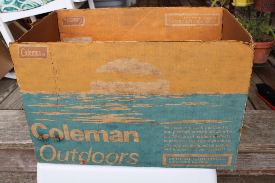 Vintage Coleman Ice Cooler Blue White Lid Box Poly-Lite 38 Qt 5285B706 ...