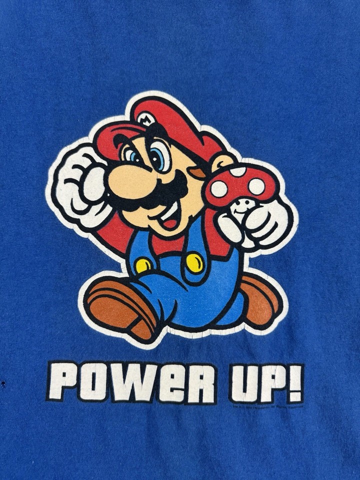 Vintage Y2k Mario Power Up Shirt Mens Large Blue Nintendo Luigi Video ...