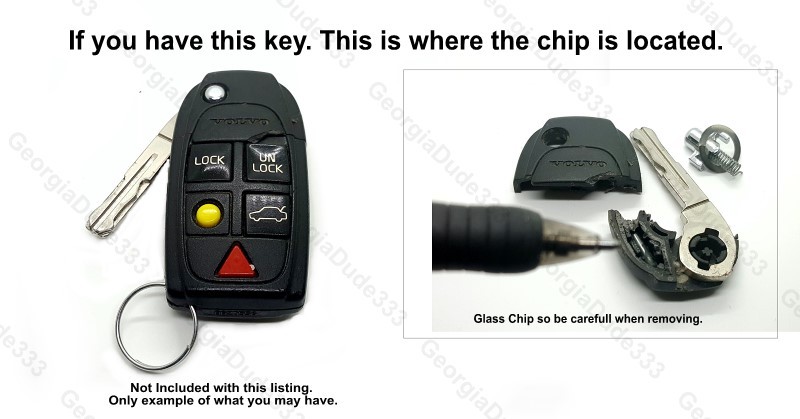 New Volvo Aftermarket Key w/ Chip Holder! Fits S60 S80 XC70 XC90 V70 ...