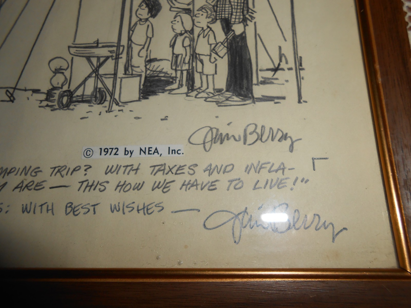 BERRY'S WORLD*JIM BERRY AUTOGRAPHED PENCIL DRAWING*COMICS 1972*one-of-a ...