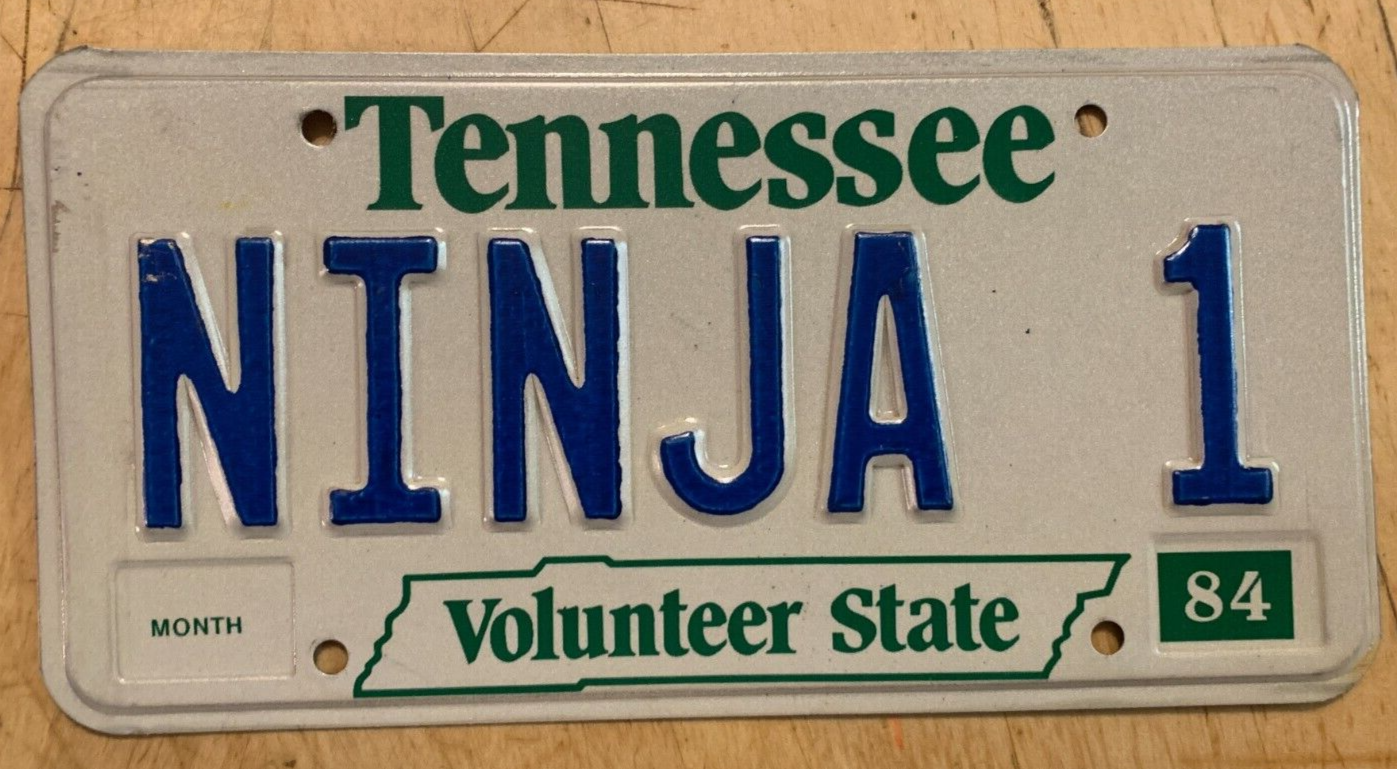 1984 TENNESSEE VANITY LICENSE PLATE " NINJA 1 " WARRIOR TURTLE TURTLES ...