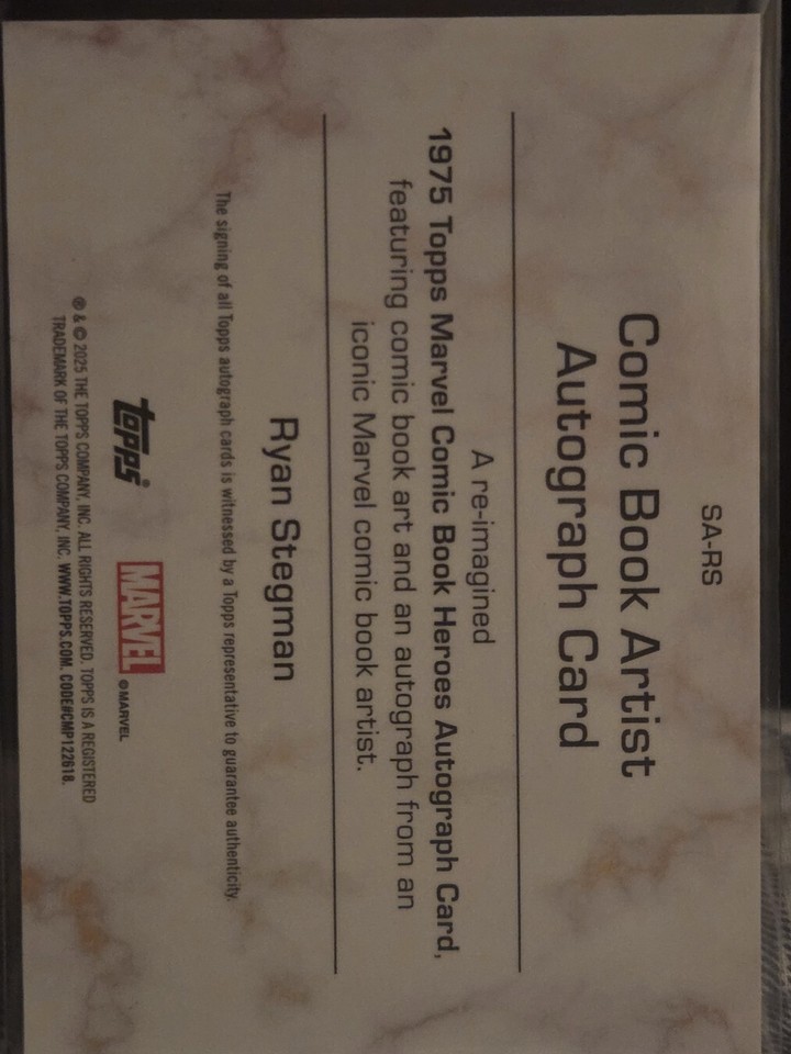 2025 Topps Marvel Comic Book Heros 1975 Ryan Stegman Artist Auto | eBay