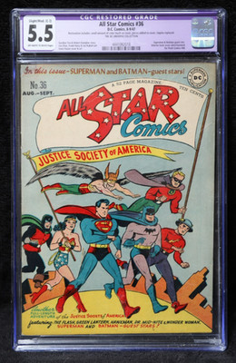 ALL STAR COMICS #36 RESTORED 1943 CGC 5.5 | eBay