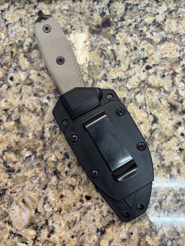 ESEE-3 MIL Plain Black Edge Knife with Factory Sheath Rowen Micarta Tan ...