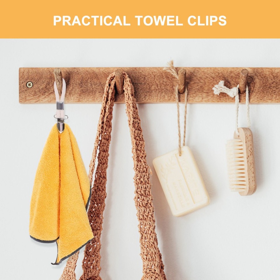 4Pcs Bathroom Hook Clips Cupboard Hanging Towels Clips Hanging Metal ...