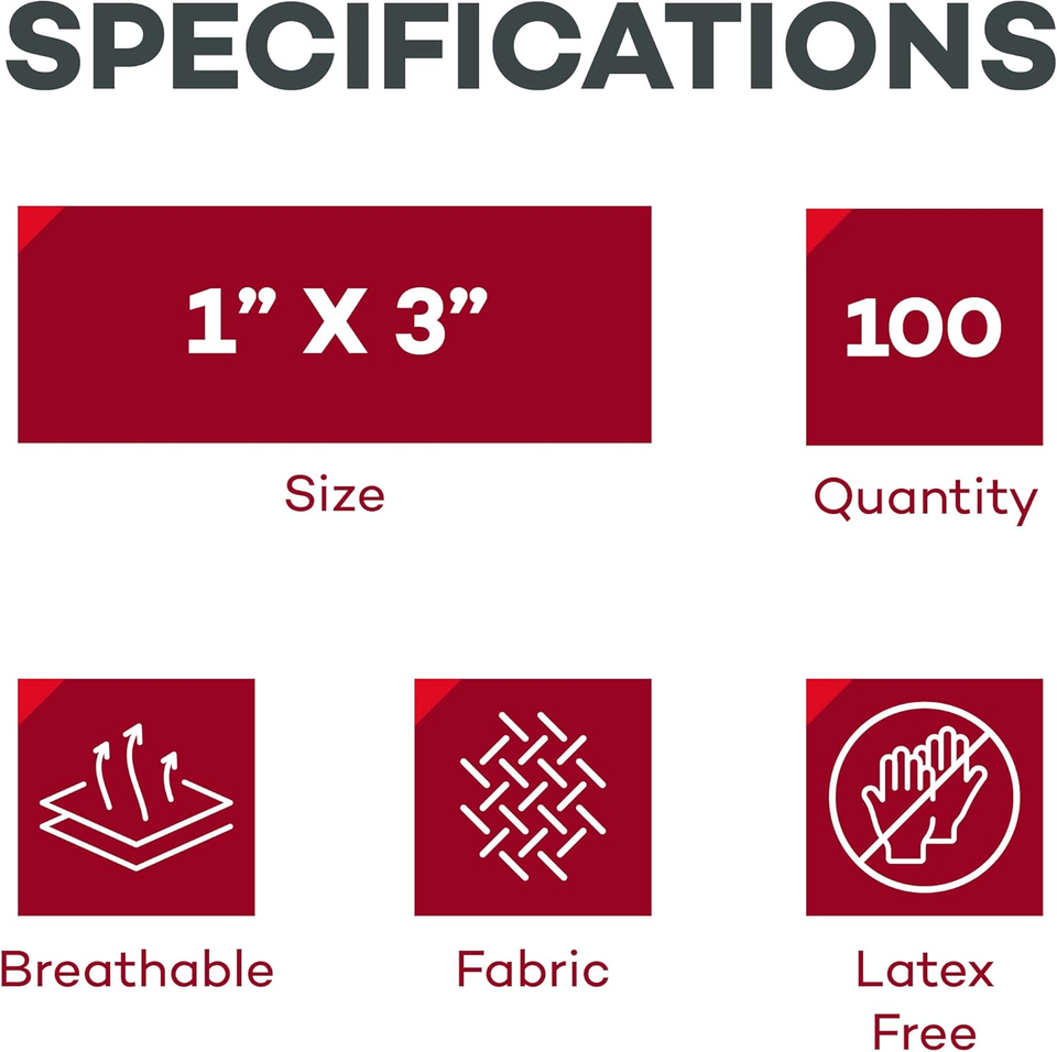 Dealmed Sterile Flexible Fabric Adhesive Bandages – 1X3 Inch – 100/Box ...