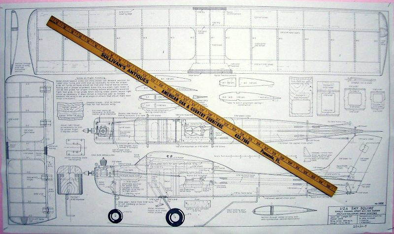 1/2A SKY SQUIRE PLAN + CONSTRUCTION ARTICLE to Build 39" Span RC Model ...
