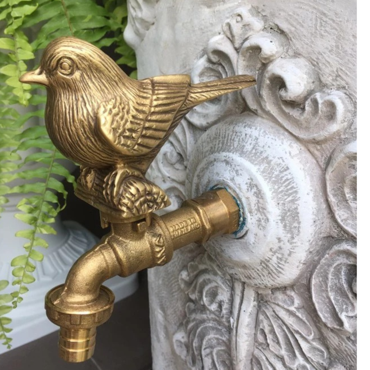 Vintage Brass Basin Sink Faucet Tap Water Squirrels, sparrows, owls ...