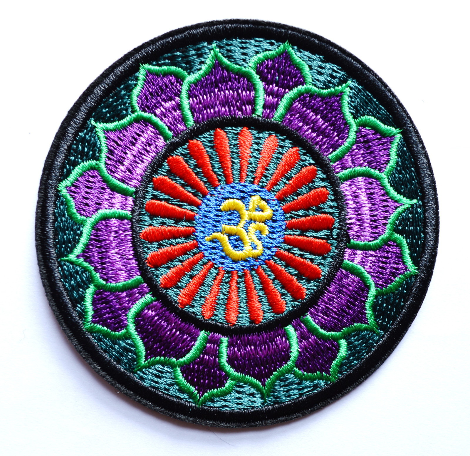 YOGA Aum om infinity hindu indian LOTUS retro hippie Iron On patch ≈3 ...
