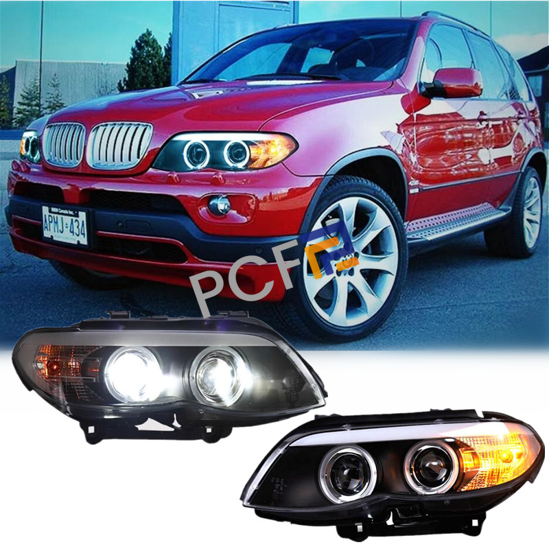 For 2004-2006 BMW X5 E53 LED DRL Headlights Assembly Double Beam Lens ...