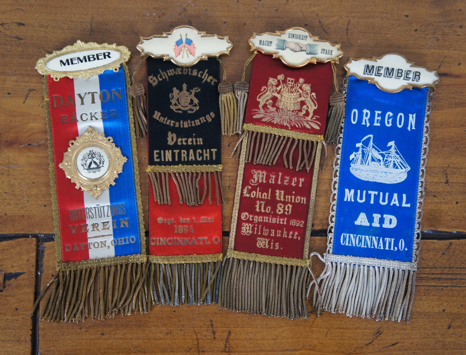 Rare Antique 19th Century Lot of 41 German Labor Trade Union Ribbons ...