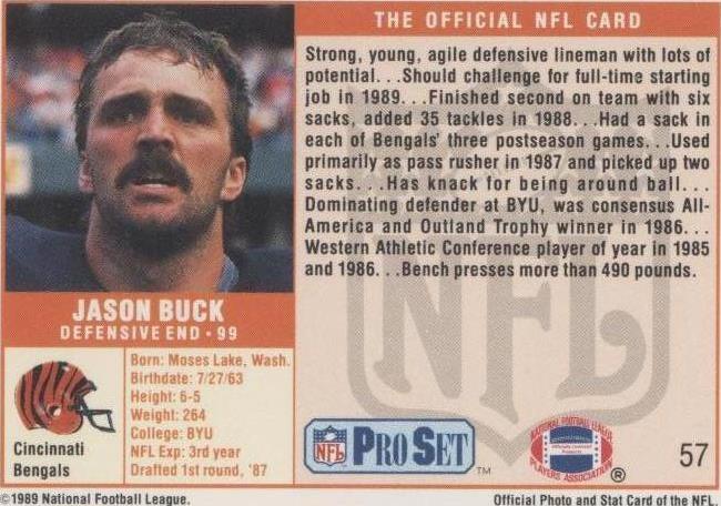 1989 Pro Set Jason Buck #57 for sale | eBay