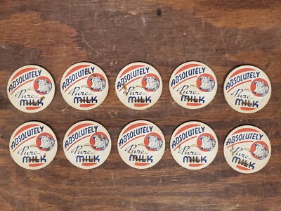 10 Vintage Milk Bottle Cap Inserts Advertising Pure Absolute NOS | eBay