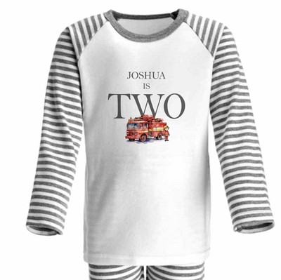 CHILDRENS Personalised BIRTHDAY Pjs*GREY ~I AM ONE,TWO,THREE,FOUR ...