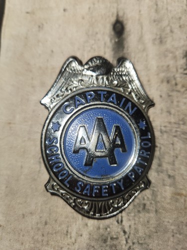 AAA School Safety Patrol Captain Badge Vintage Metal Pinback ...