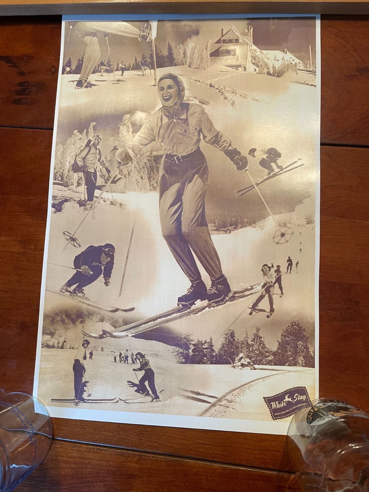 WHITE STAGE '40s VINTAGE SKI TOGS & ACTION COLLAGE POSTER | eBay