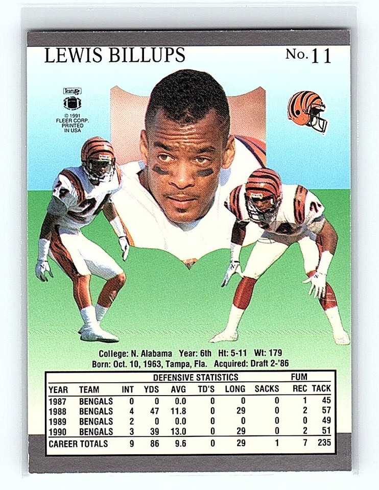 1991 Fleer Ultra Lewis Billups Cincinnati Bengals #11 | eBay
