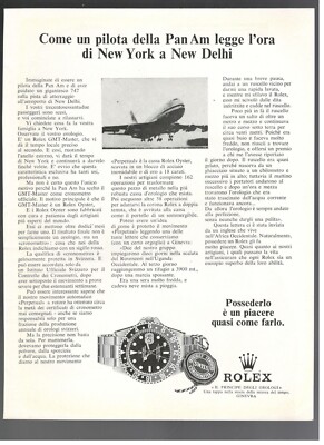 Rolex GMT-Master Pan Am Watch Advertisement 1 Page Original Vintage ...