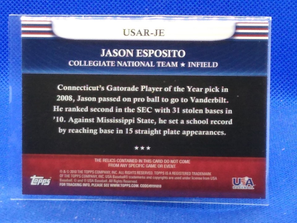 2010 Topps USA Baseball Team Relics Jason Esposito #USAR-JE | eBay