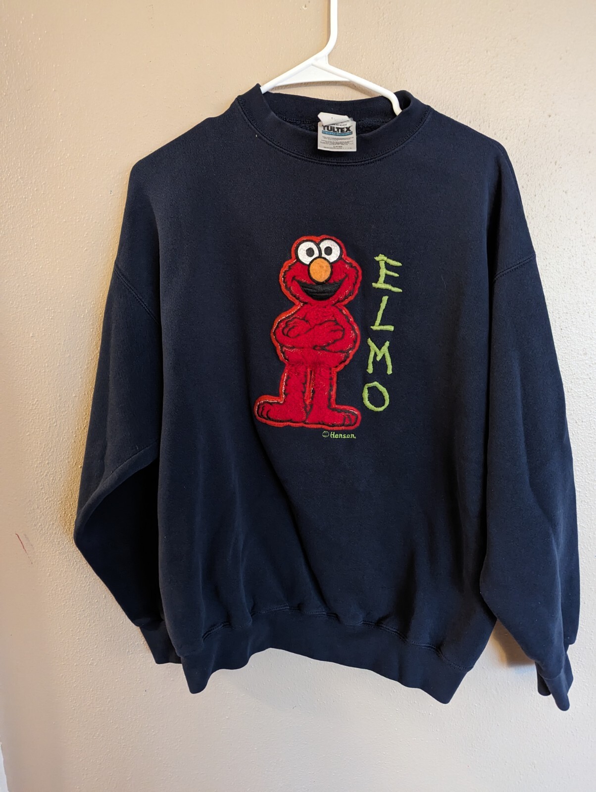 Vintage Sesame Street Elmo Sweatshirt Mens L Blue Cre… - Gem
