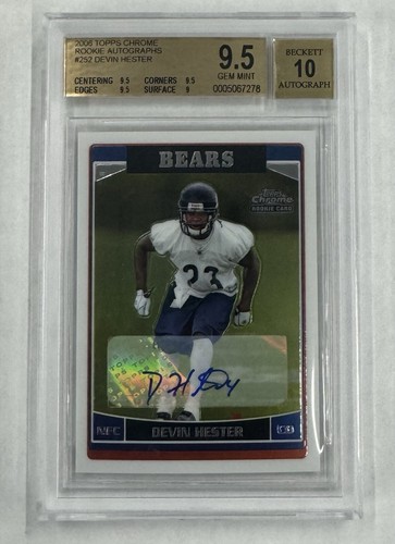 2006 Topps Chrome Devin Hester Auto Rookie BGS 9.5 w/ 10! HOF 24 Bears ...