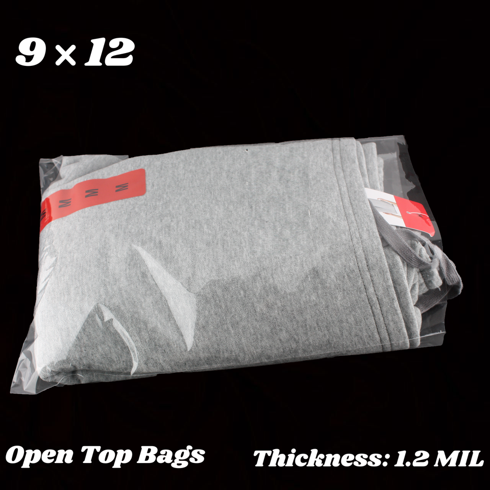 9x12 Clear Plastic Bags Packing Shipping Lay Flat Open Top Poly Baggie ...