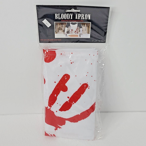 BLOODY APRON White Cotton Chef Apron Spooky Blood Handprints Costume ...