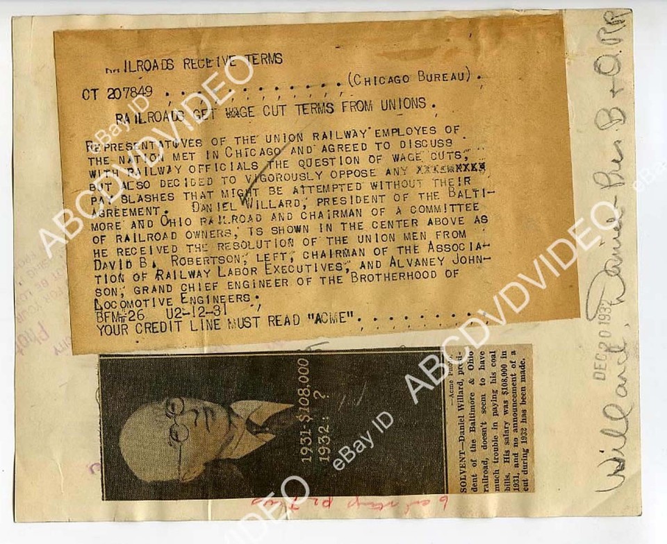 o5949 1931 orig photo trains Daniel Willard, David Robertson, Alvaney Johnson B& | eBay