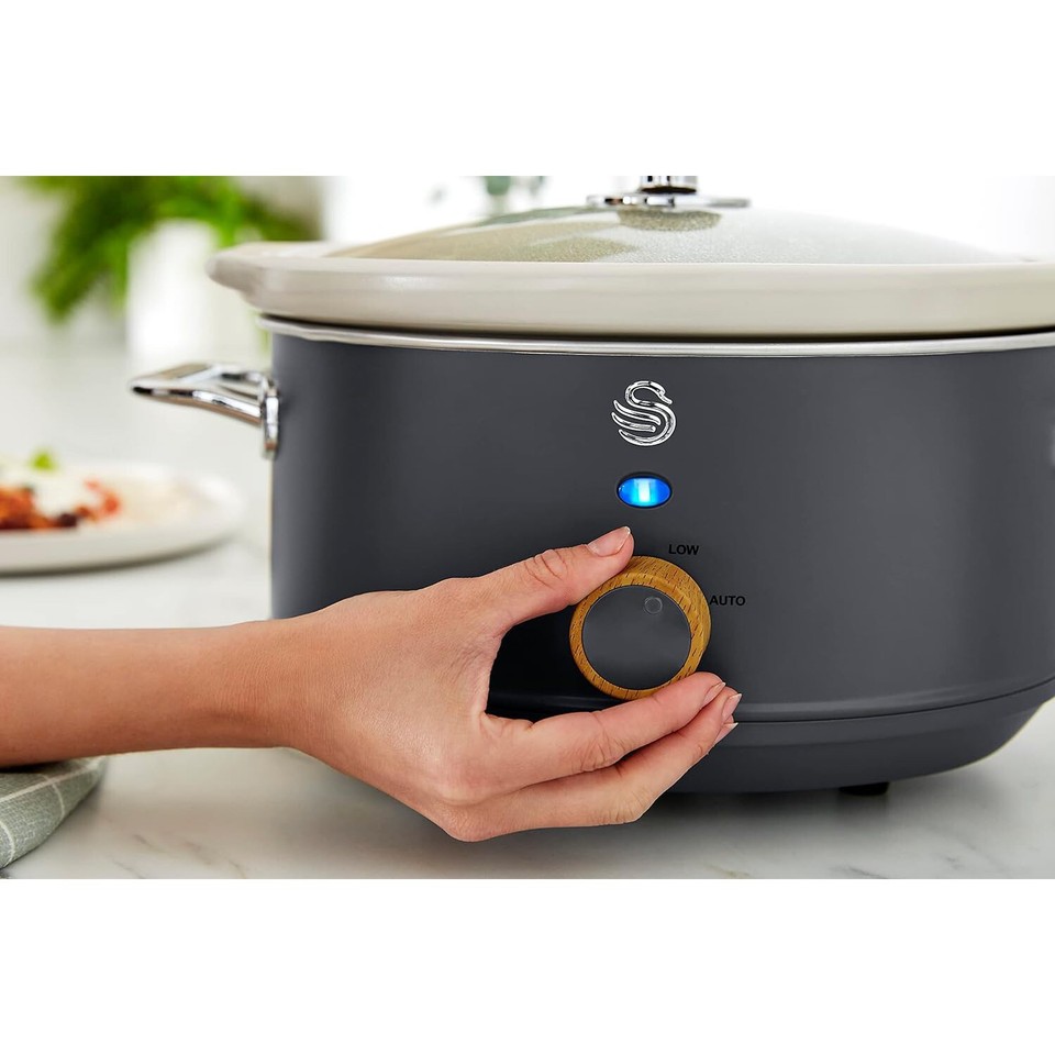 Swan Nordic Jug Kettle 2 Slice Toaster and Slow Cooker Set Wood Effect ...