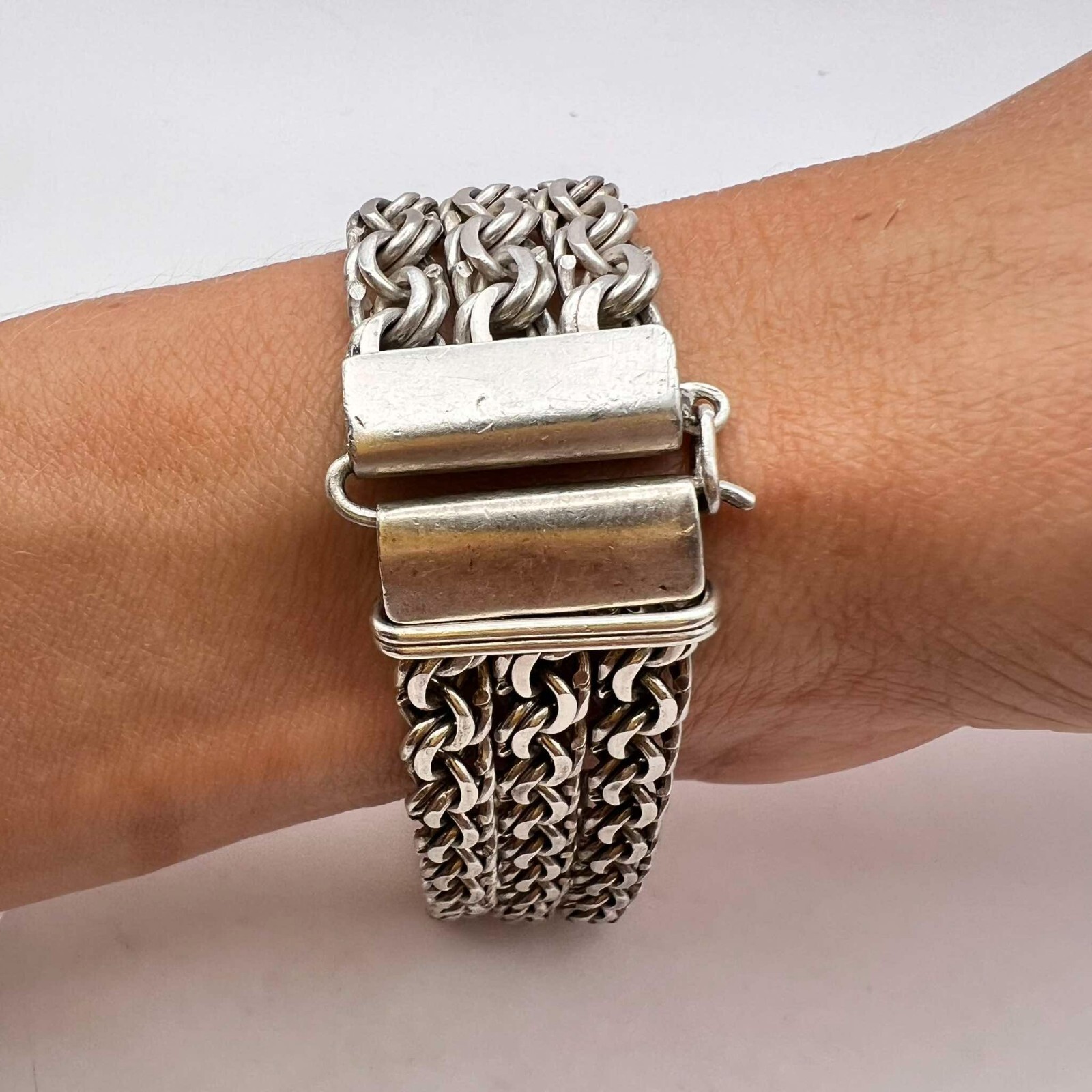 Massive Triple Vintage Sterling Silver 925 Men's Jewelry Chain Bracelet ...