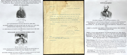CIVIL WAR SPANISH-AMERICAN NAVY SEC LONG/ADMIRALS KEMPFF KIRKLAND ...