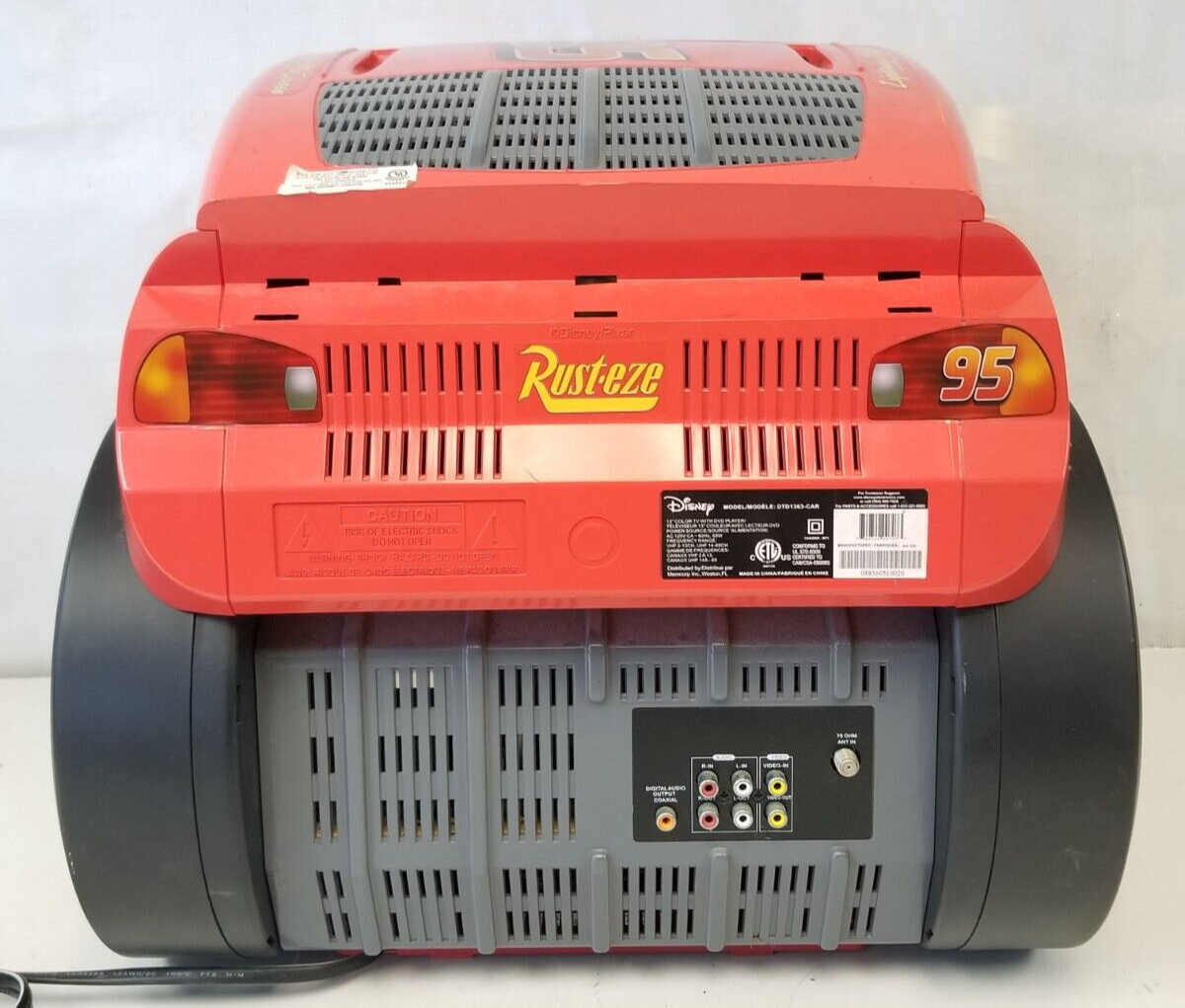 Disney Pixar Cars Lightning Mcqueen 13" CRT TV DVD Combo Television for ...