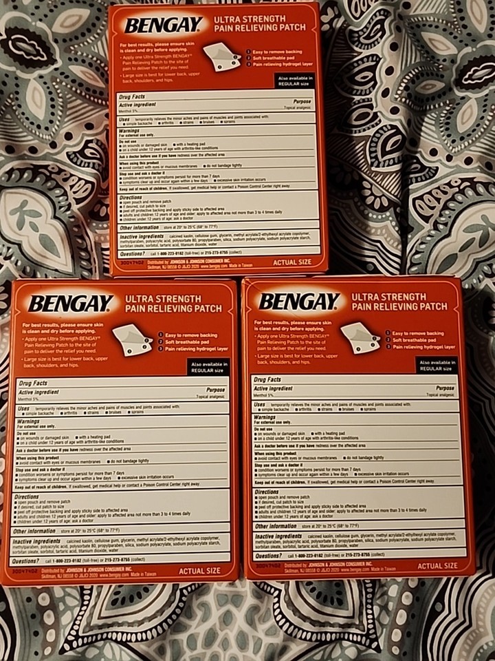 3 PK x 4 Patches Bengay Ultra Strength Pain Relieving Patch Large Exp ...