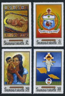 Samoa 333-336,336a sheet,MNH.Christmas 1970.Paintings:Frances B.Eccles ...