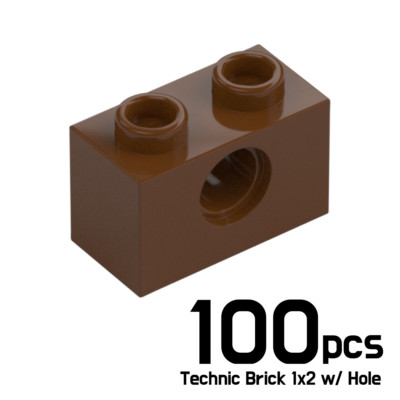 LEGO Lot of 100 Technic Brick 1x2 w/ Hole Reddish Brown Color 4211252 ...
