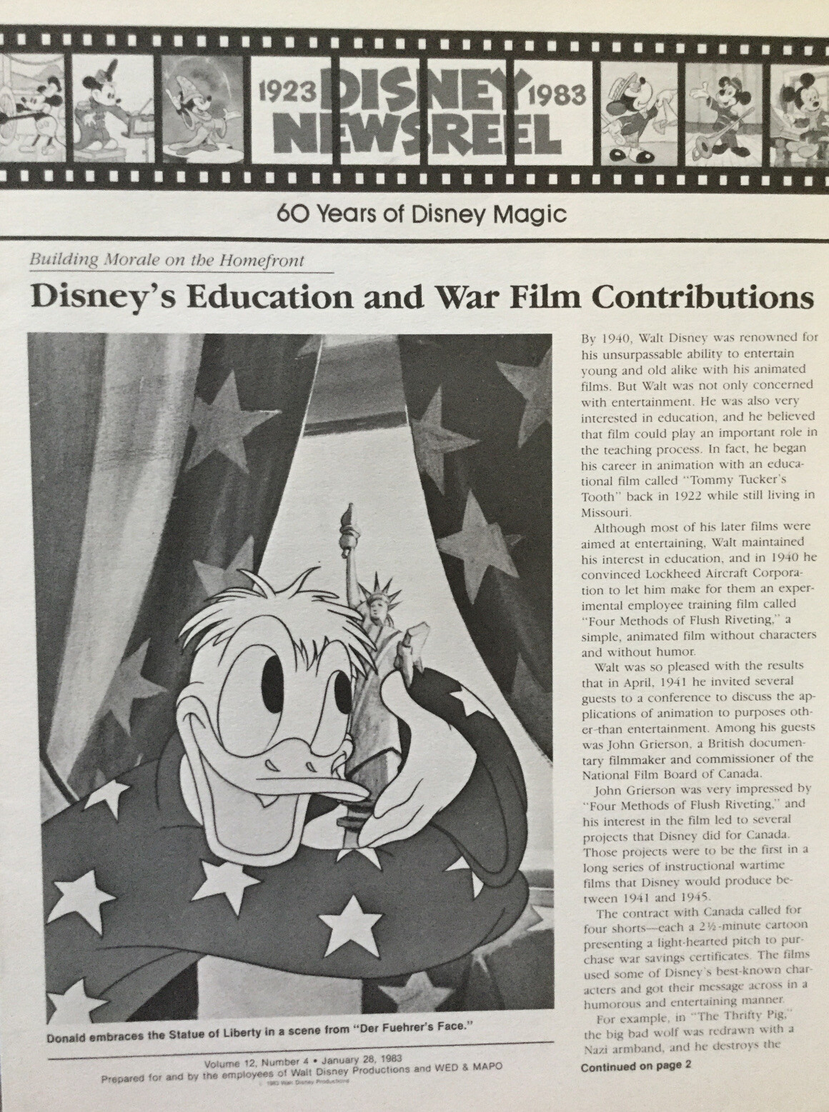 1983 Jan 28- DISNEY NEWSREEL MAG.-60 YEARS OF DISNEY MAGIC WED & MAPO ...