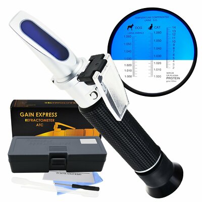 Tri-Scale Veterinary Refractometer with ATC Serum Protein 2-14g/dl Cat ...