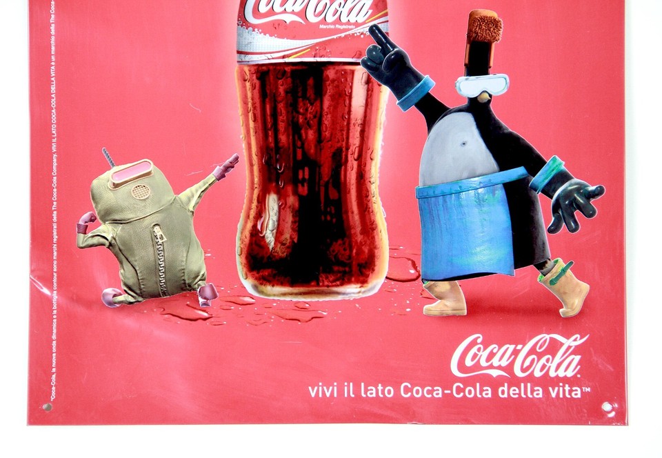 Tabella Pubblicitaria di Latta Coca Cola con Logo e Slogan Poster ...