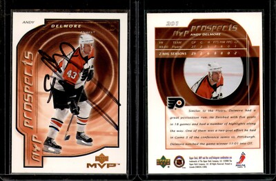 2000-01 Upper Deck MVP Flyers Hockey Card #201 Andy Delmore ON Card ...