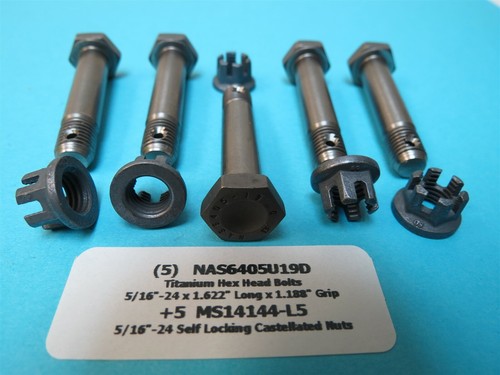 5/16 x 1.622 NAS6405U19D Titanium Bolts 5 +5 Light Weight MS14144L5 ...