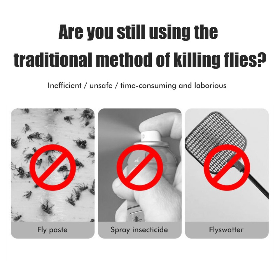 Electric Automatic Rotating Fly Trap Rechargeable Powerful Household ...