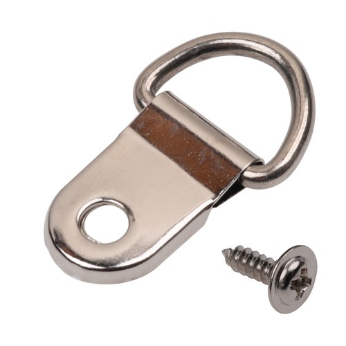 100X Picture Frame Hooks Wall D-Ring Painting Screws Hanger Metal Shape ...