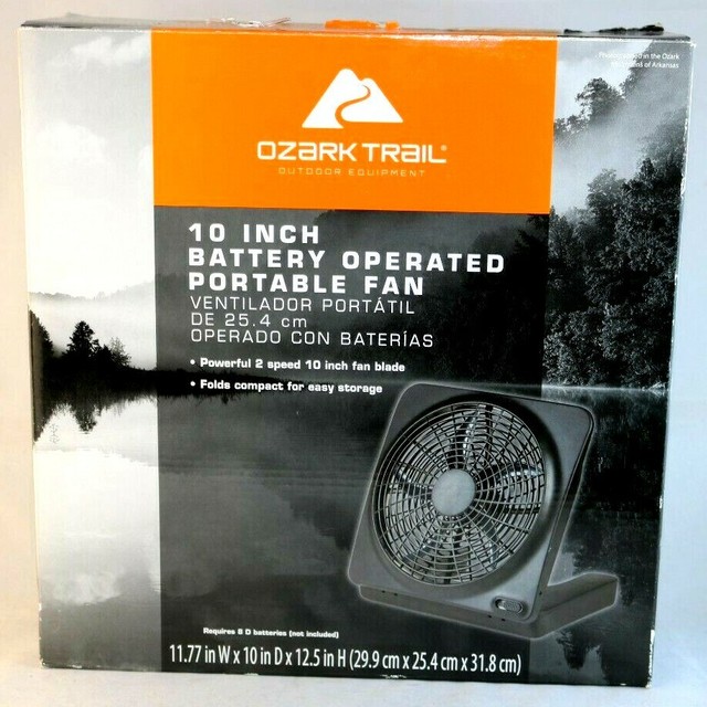Ozark Trail O2 Cool 10" Battery Operated 2 Speed Portable Fan Black for ...